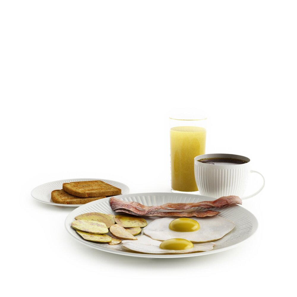 Continental Breakfast Spread 3D model - Download Dairy, Bakery on ...