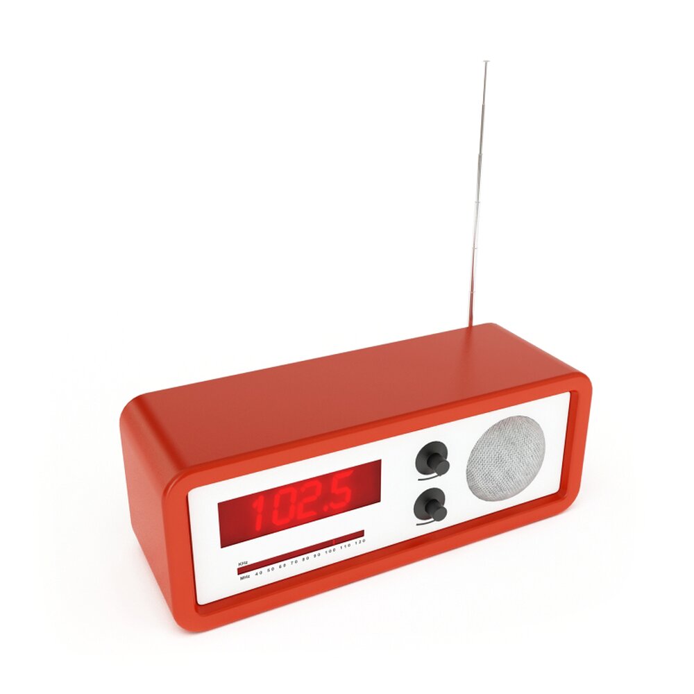 Retro Red FM Radio 3D model - Download Audio Devices on 3DModels.org