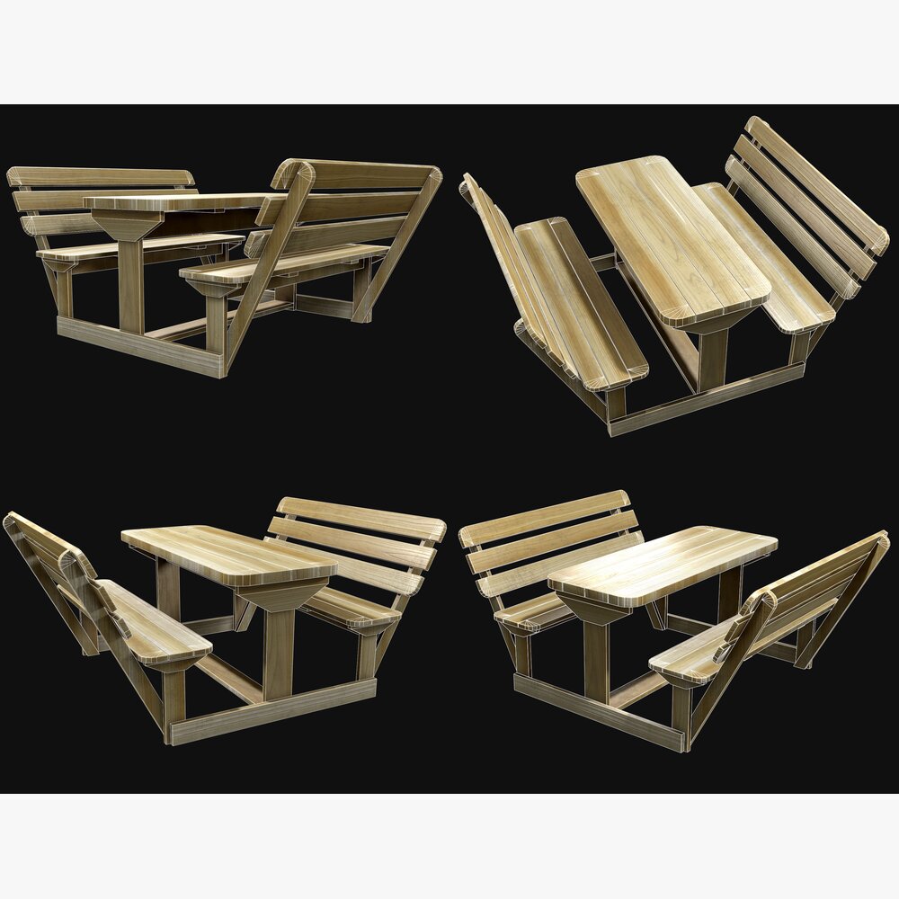 Picnic Bench 3 3D model - Download Table on 3DModels.org