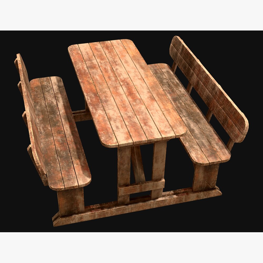 Conjunto de Mesas Picnic de Madera Desgastada Modelo 3D - Descargar ...