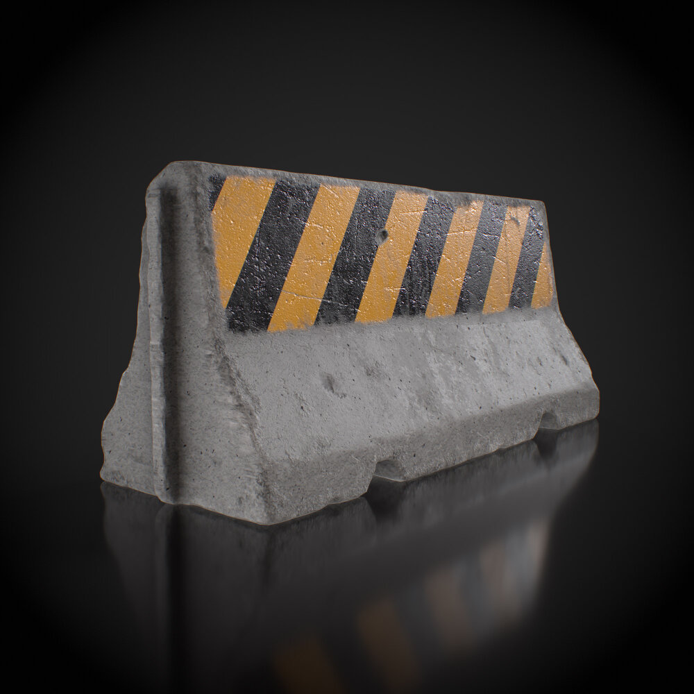 Concrete Barrier Blocking Road 3D model - Download Street elements on ...
