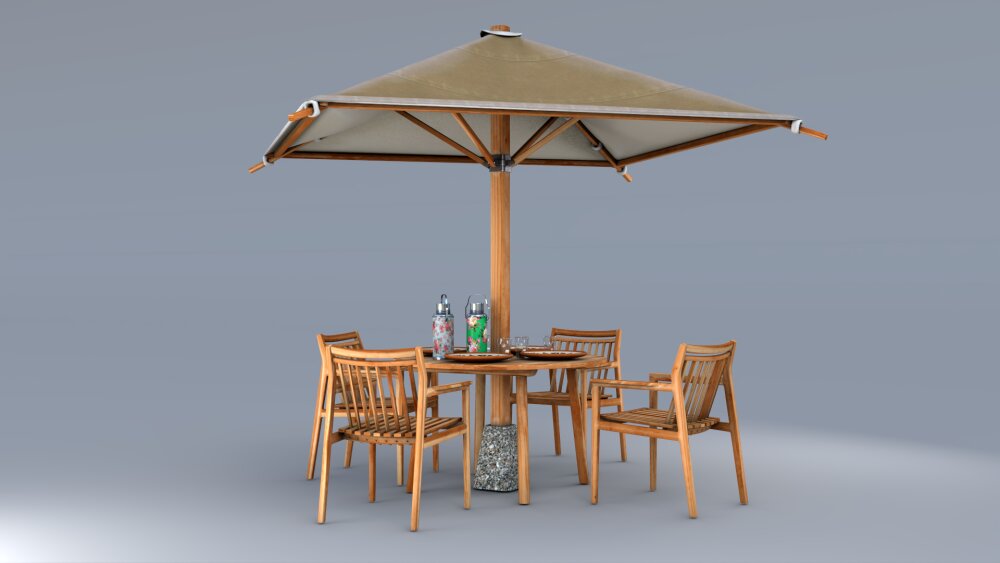 Outdoor Patio Set with Umbrella 3D model - Download Furniture Set on ...