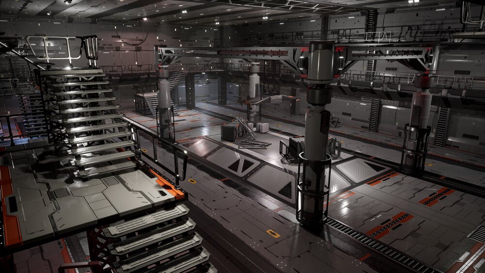 Modular Space Hangar 3D model - Download Sci Fi on 3DModels.org