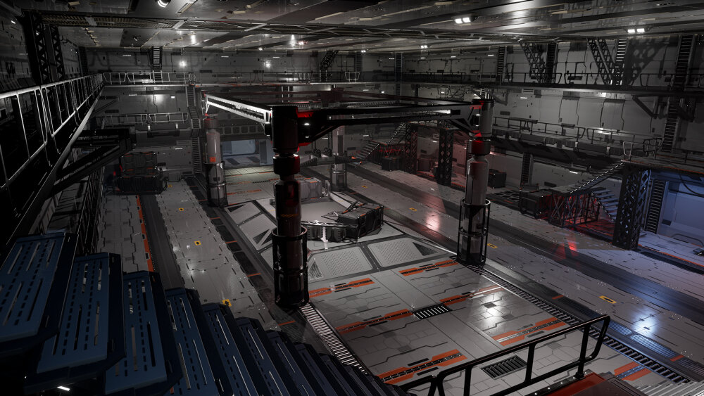 Modular Space Hangar 3D model - Download Sci Fi on 3DModels.org