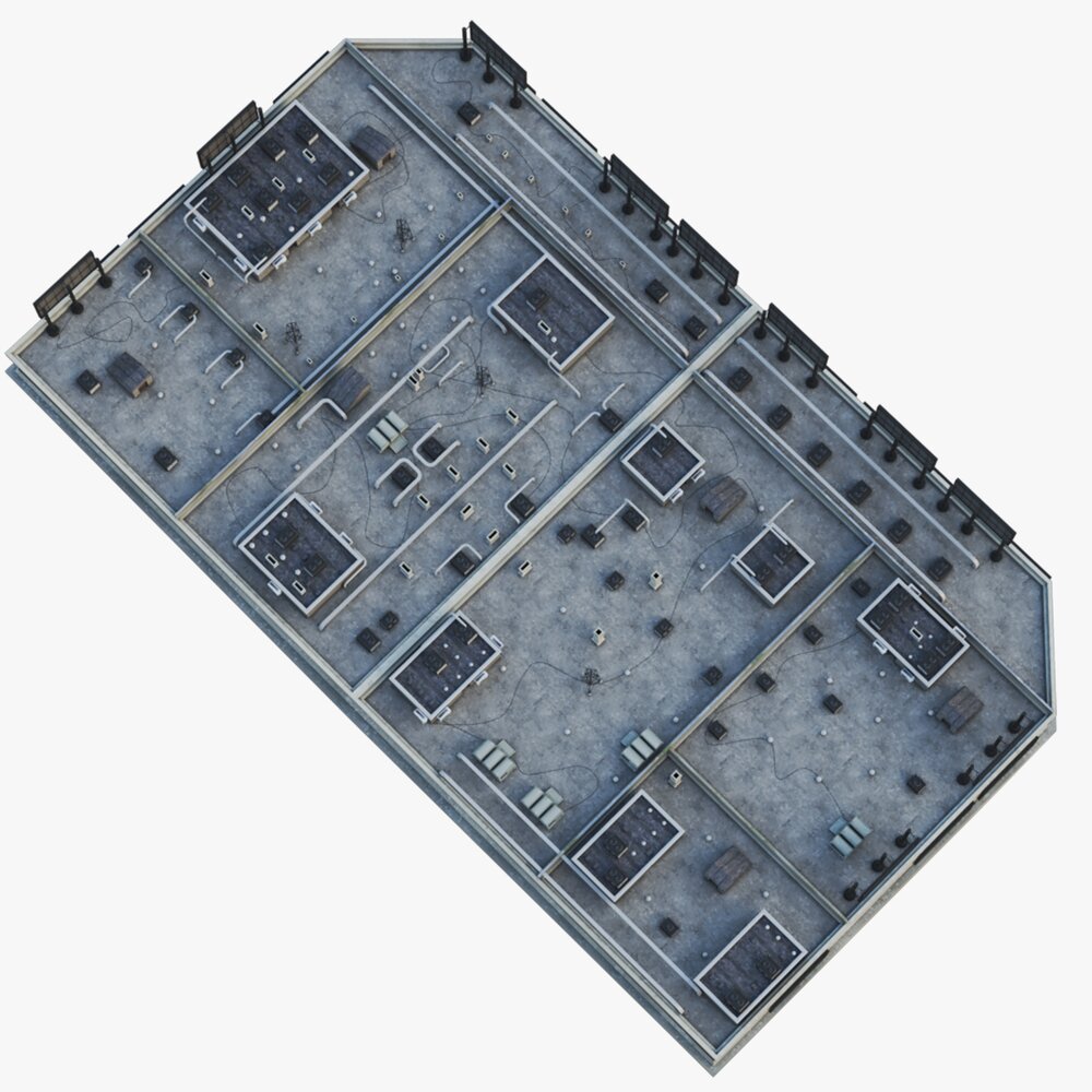 Skyscraper Rooftop with Billboards 3D model - Download Buildings on ...