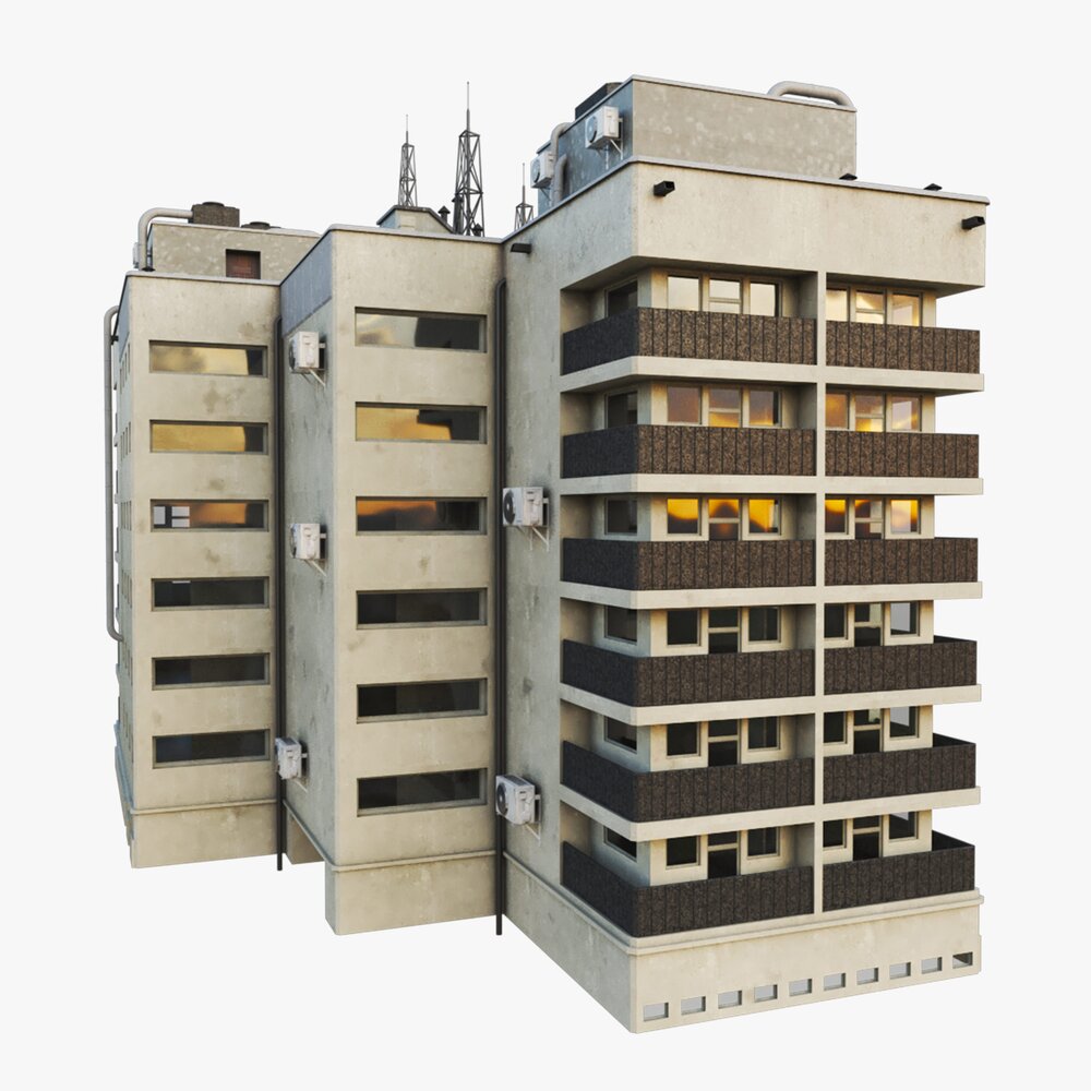 Modern Urban Six-storey Building 3D model - Download Buildings on ...