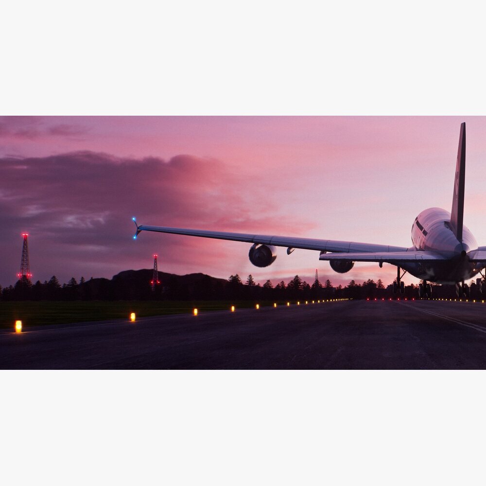 Airplane Landing Environment Airport Scene 3D model - Download Airliner ...