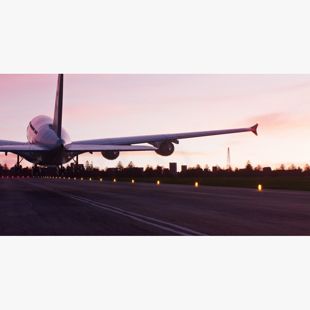 Airplane Landing Environment Airport Scene 3D model - Download Airliner ...