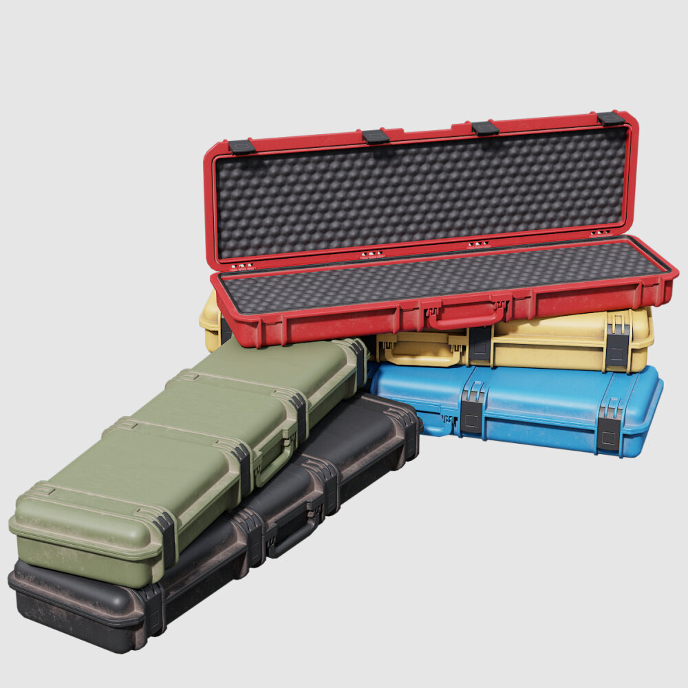 Protective Rifle Military Case with Foam Padding and Secure Latches 3D ...