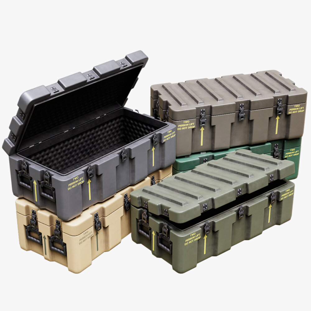 Heavy-duty Locking Military Crate with Foam Inserts 3D model - Download ...