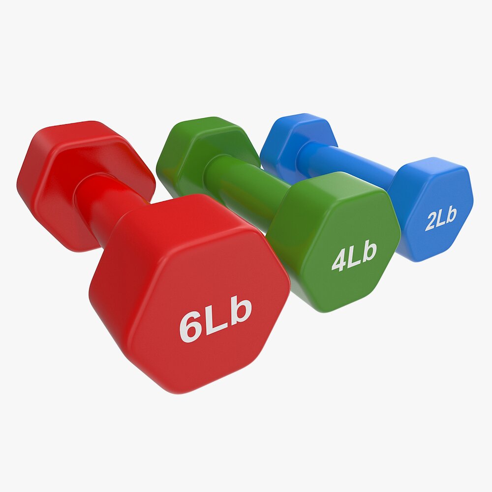 Three Dumbbells with Different Weights 3D model - Download Sports ...