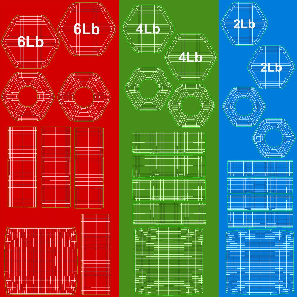 Three Dumbbells with Different Weights 3D model - Download Sports ...