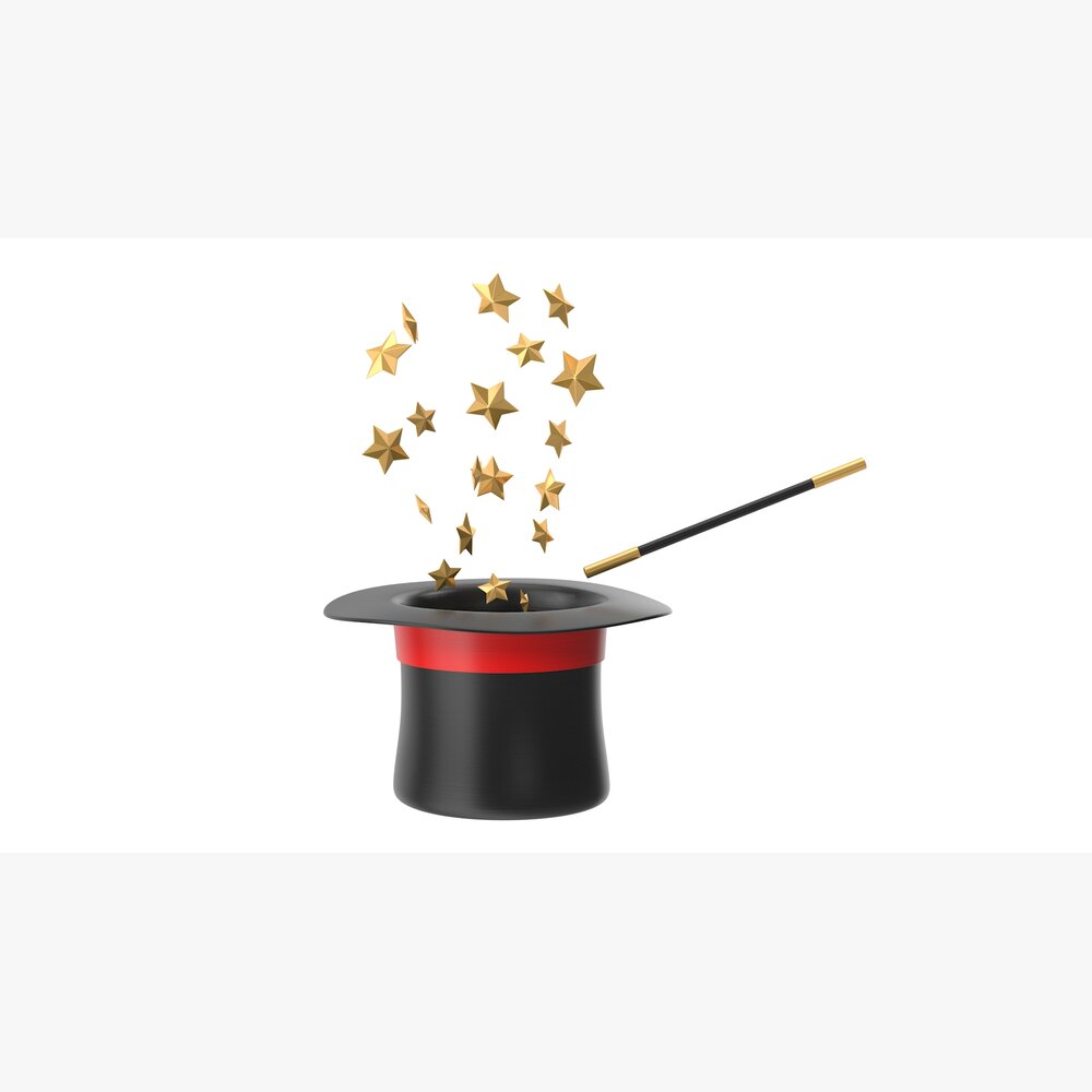 Magician Hat and Wand 3D model - Download Hobbies on 3DModels.org