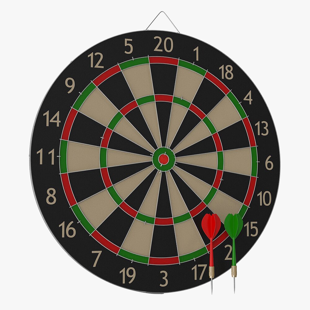 Dartboard with Two Darts 3D model - Download Sports Equipment on ...