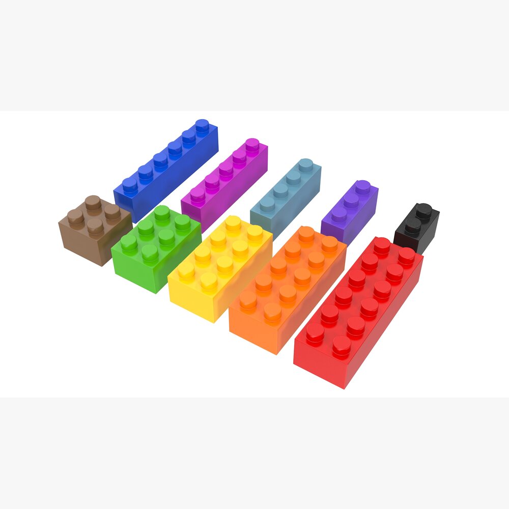 Lego Colorful Bricks Set 3D model - Download Toys on 3DModels.org