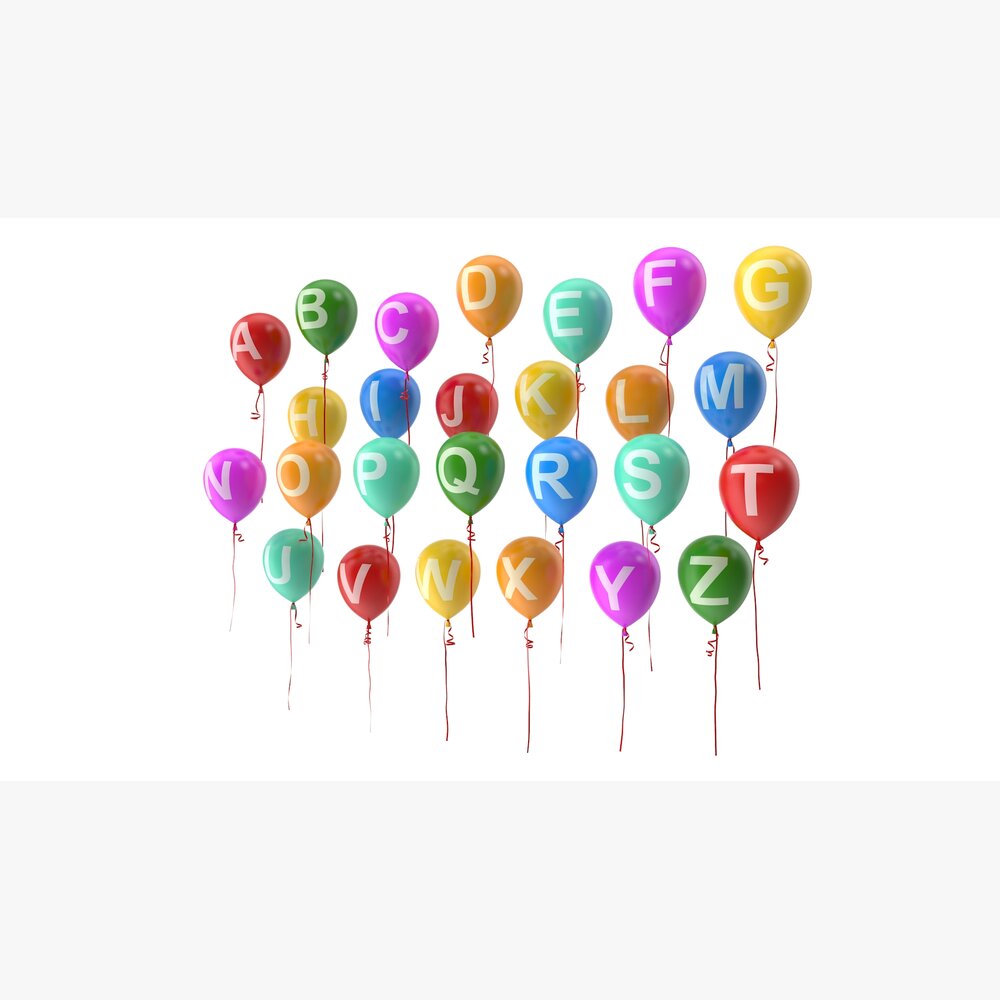 Alphabet on Balloons 3D model - Download Toys on 3DModels.org