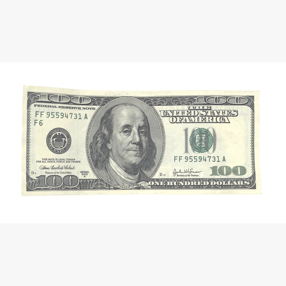 100 Dollar Bill 3D model - Download Coins, Banknotes on 3DModels.org