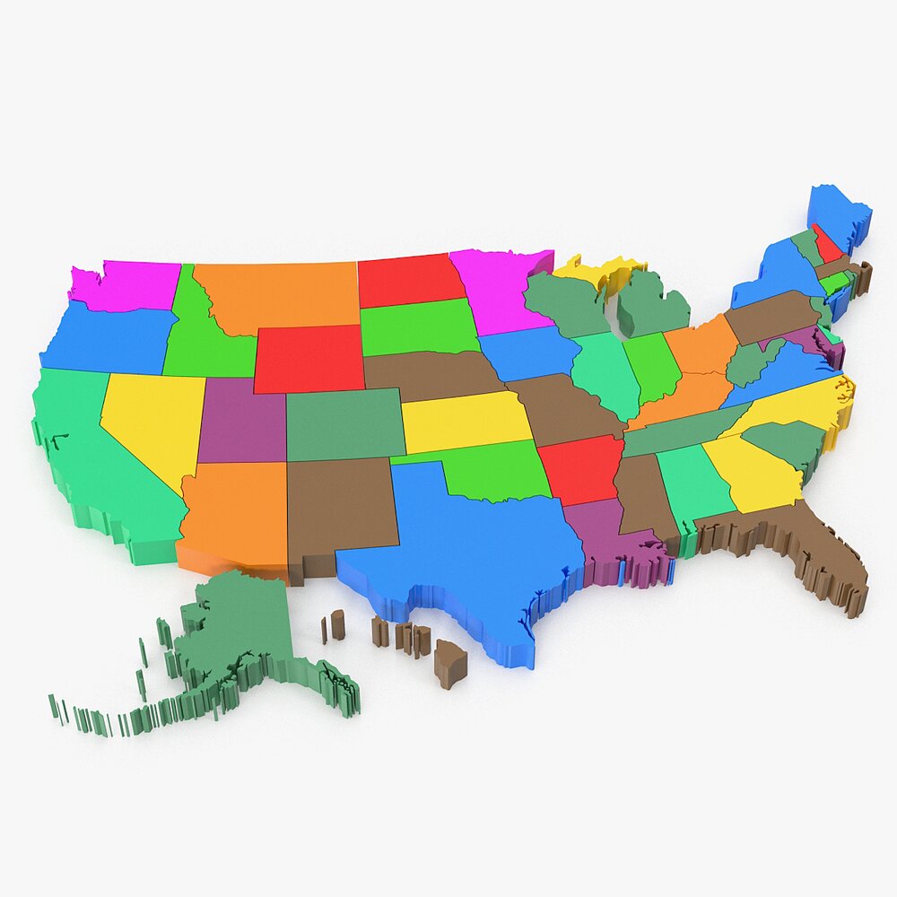 Map Of Usa 3D model - Download Hobbies on 3DModels.org
