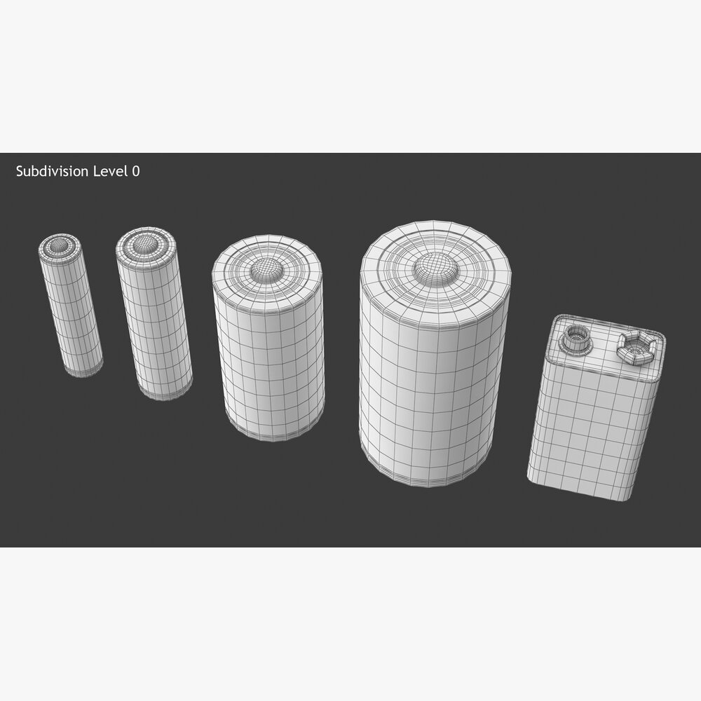 Set Of Batteries 3D model - Download Electronic Accessories on 3DModels.org