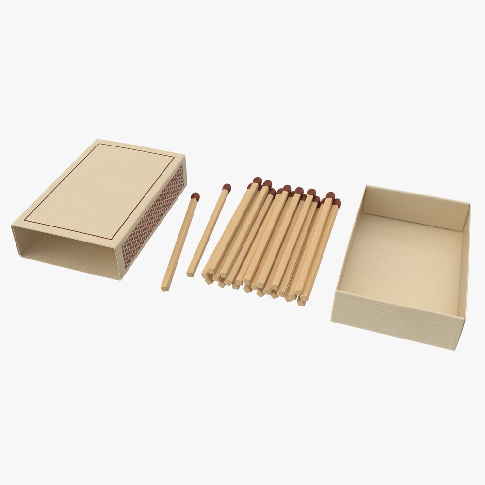 Matchbox with Matches 3D model - Download Tools on 3DModels.org