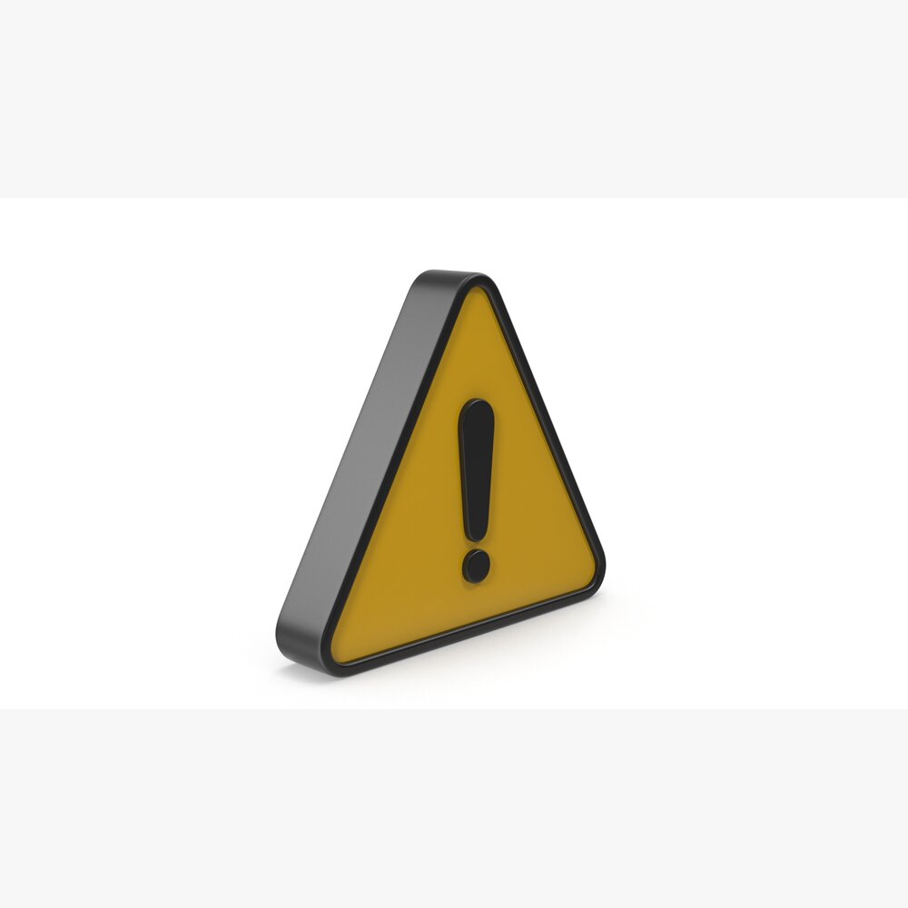Attention Yellow Sign Icon 3D model - Download Symbols on 3DModels.org