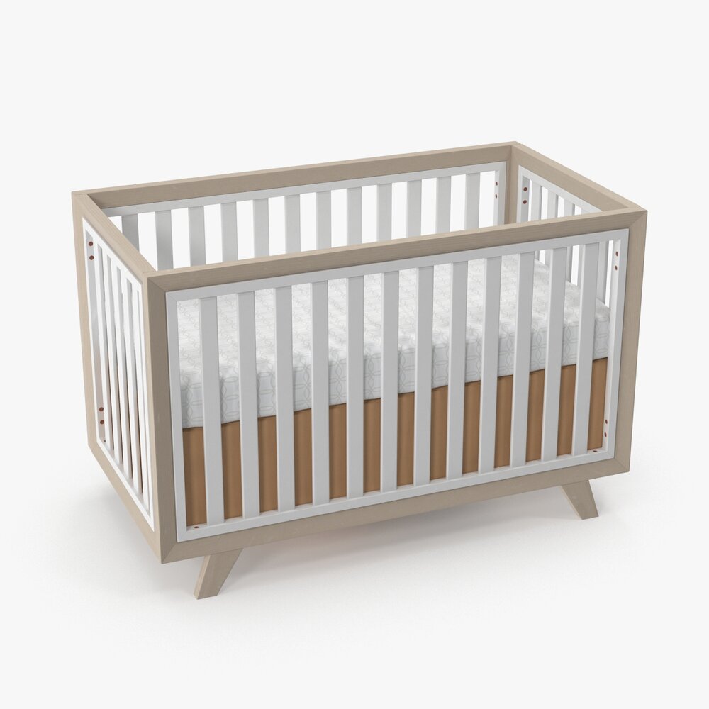 Wooden Baby Crib V1 3D model - Download Bed on 3DModels.org