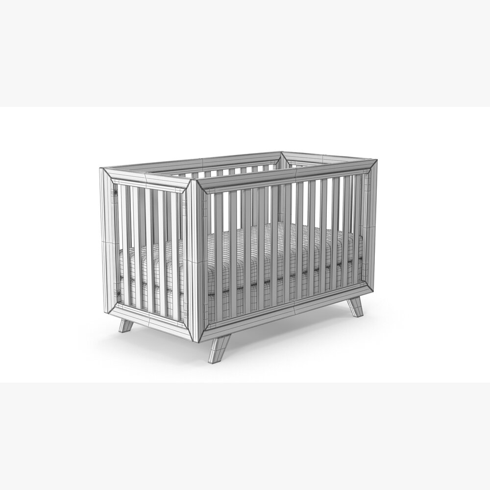 Wooden Baby Crib V3 3D model - Download Bed on 3DModels.org
