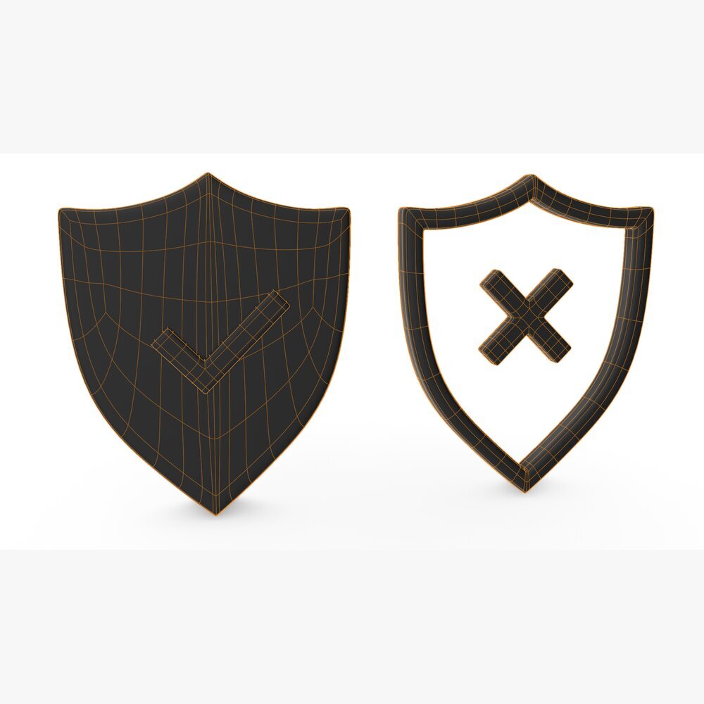 Shield Icon Set 3D model - Download Symbols on 3DModels.org
