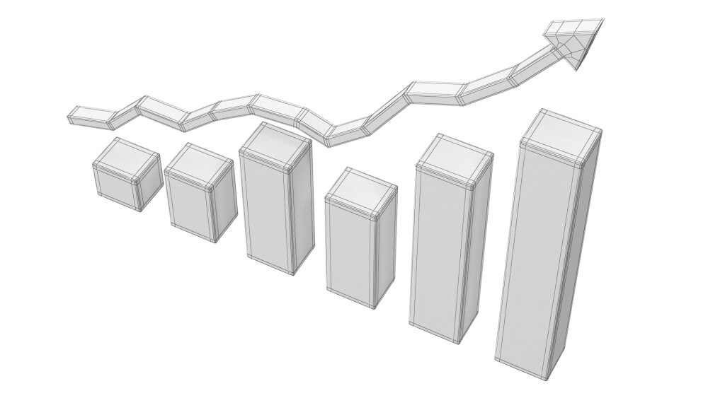 Bar Chart Blue 3D model - Download Symbols on 3DModels.org