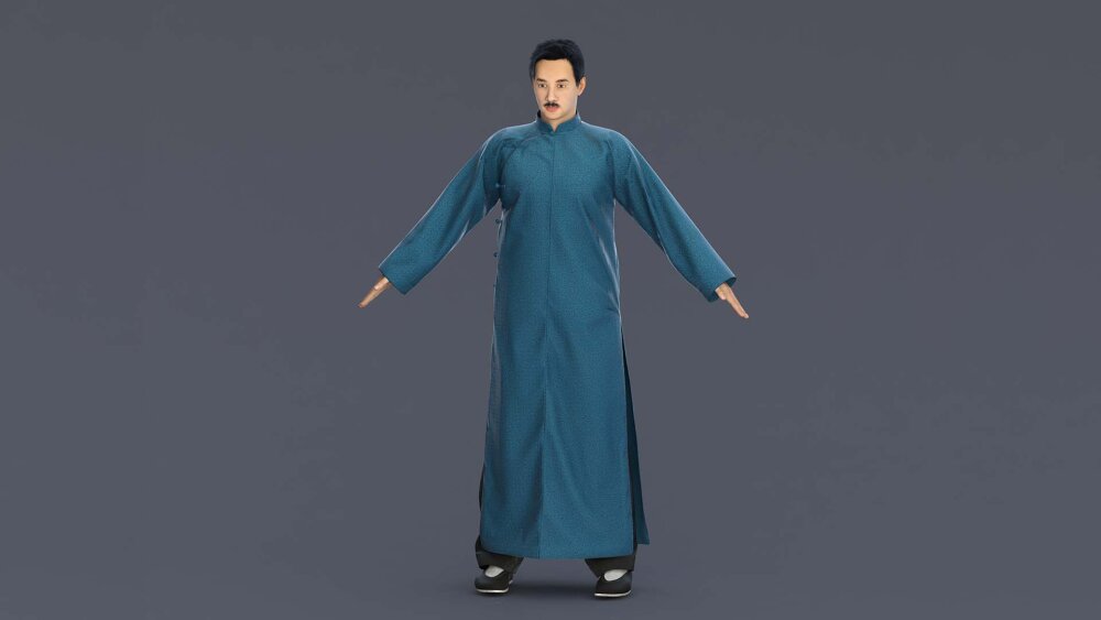 Man in Traditional Chinese Attire 3D model - Download Character on ...