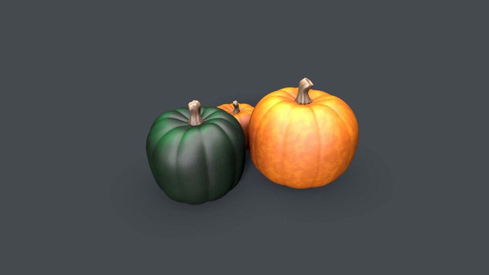 Pumpkin Set with Varied Colors and Sizes 3D model - Download Vegetables ...