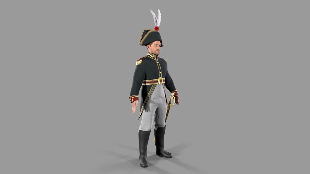 Napoleonic Era Military Officer in Full Dress Uniform 3D model ...