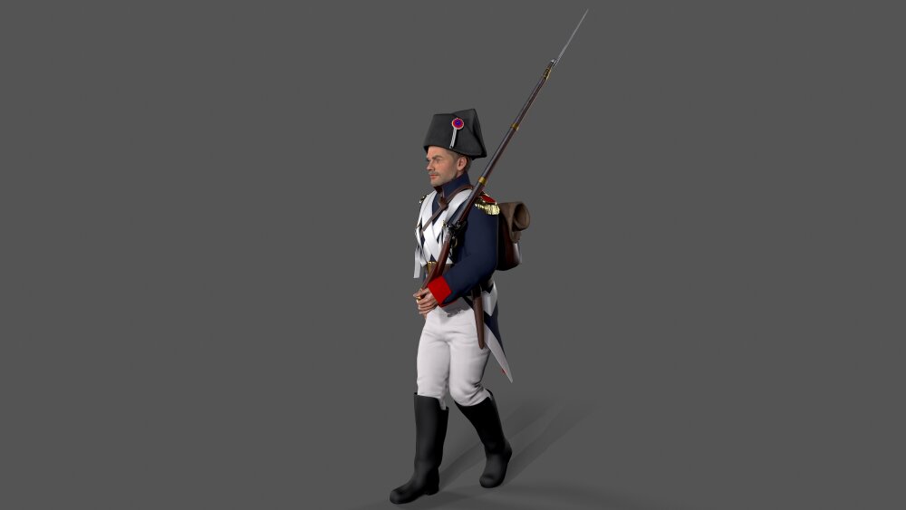 Napoleonic Era French Soldier with Musket 3D model - Download Character ...