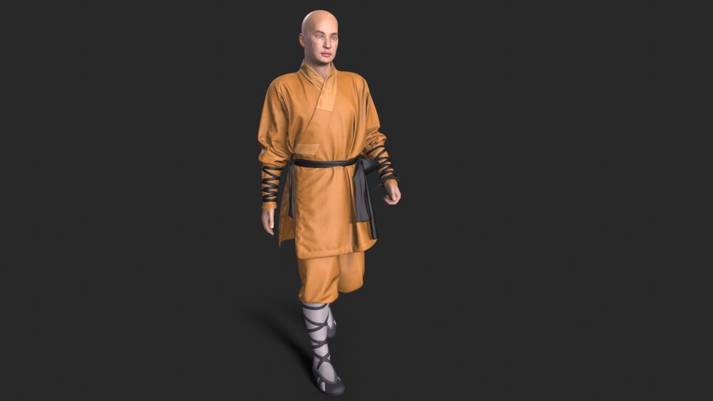 Shaolin Monk in Traditional Robe 3D model - Download Character on ...