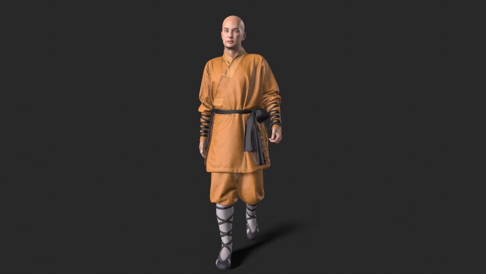 Shaolin Monk in Traditional Robe 3D 모델 - 다운로드 Character on 3DModels.org