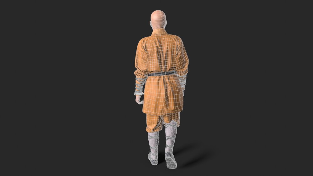 Shaolin Monk in Traditional Robe 3D 모델 - 다운로드 Character on 3DModels.org