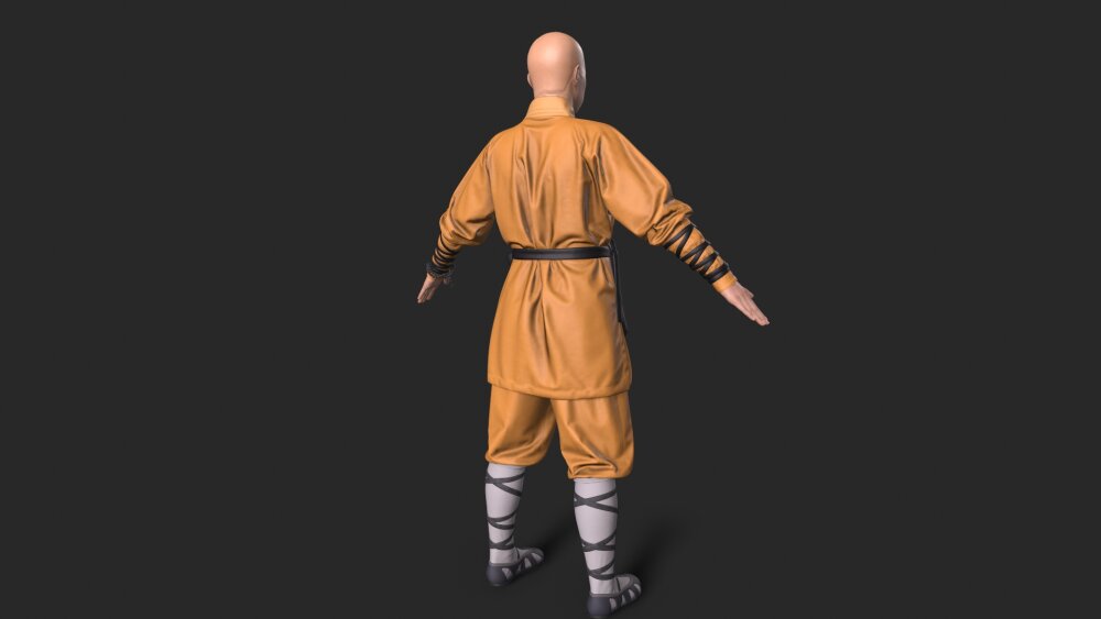 Shaolin Monk in Traditional Robe 3D 모델 - 다운로드 Character on 3DModels.org