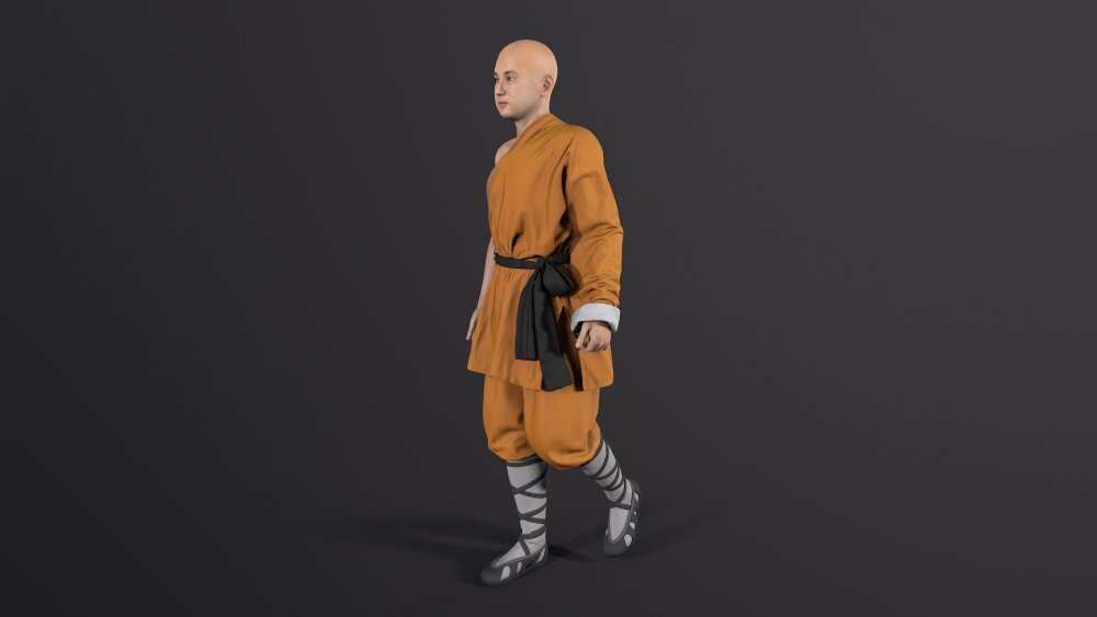 Buddhist Monk in Traditional Orange Robe 3D model - Download Character ...