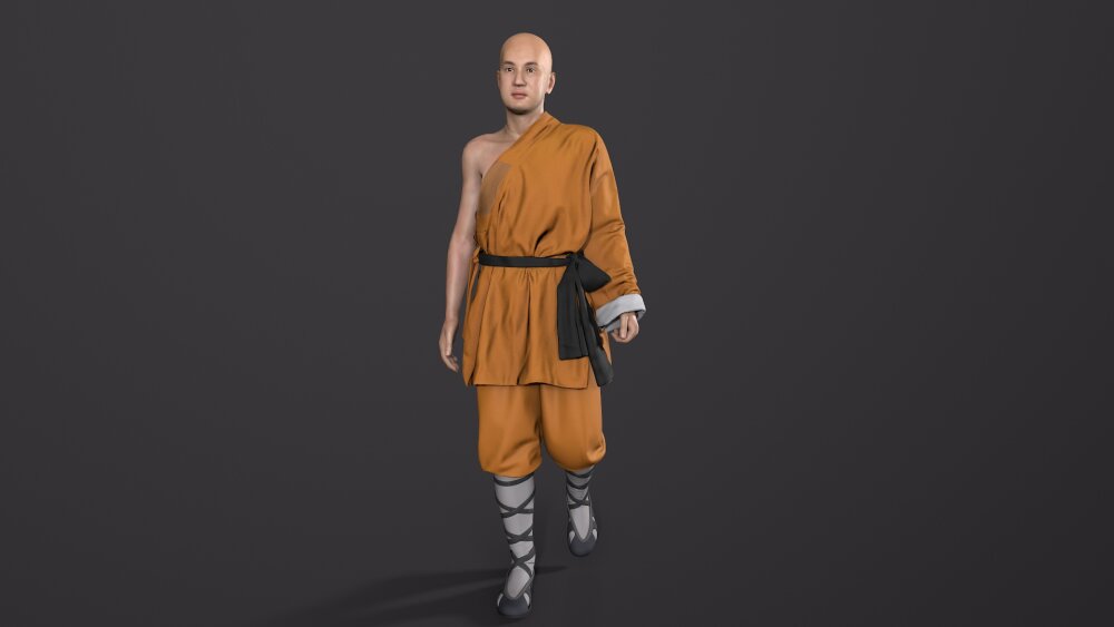 Buddhist Monk in Traditional Orange Robe 3D model - Download Character ...