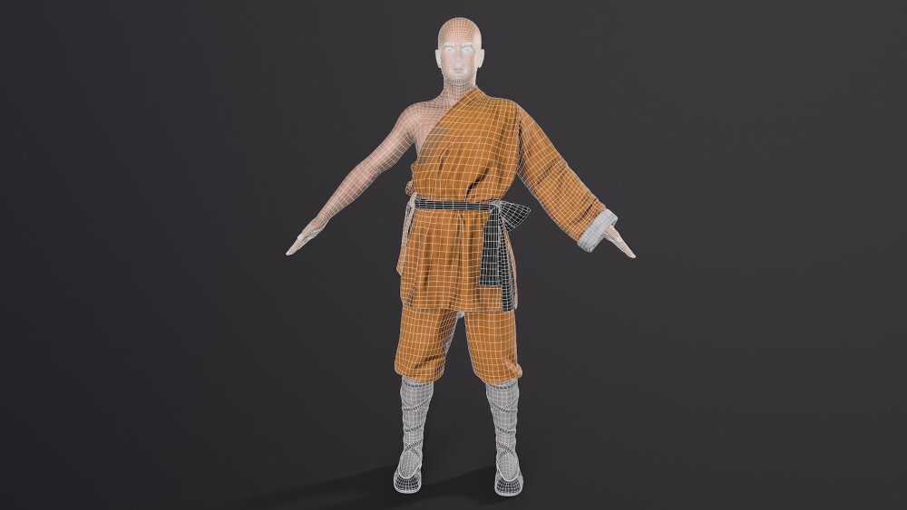 Buddhist Monk in Traditional Orange Robe 3D model - Download Character ...