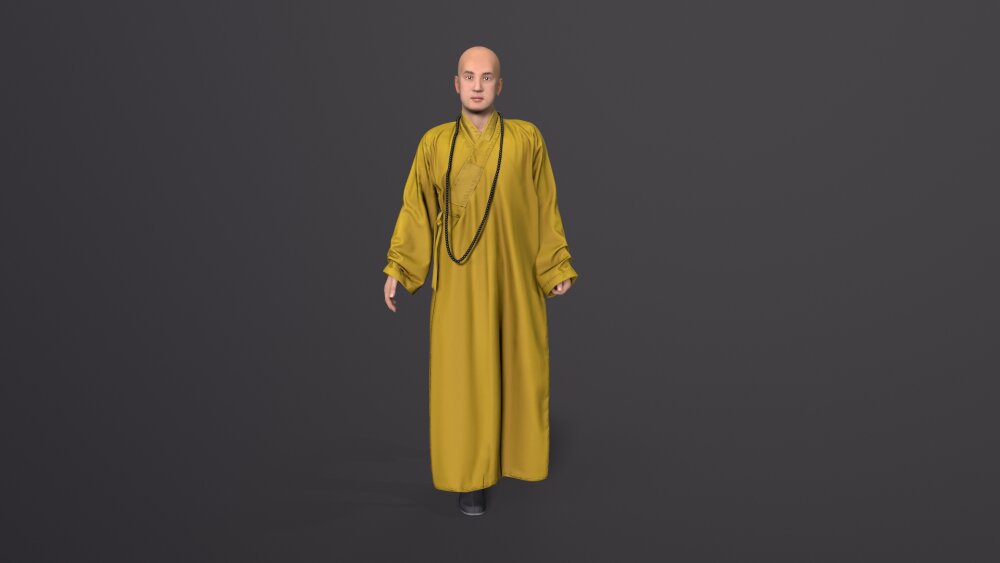Monk in Traditional Yellow Robe with Prayer Beads Modello 3D - Scarica ...