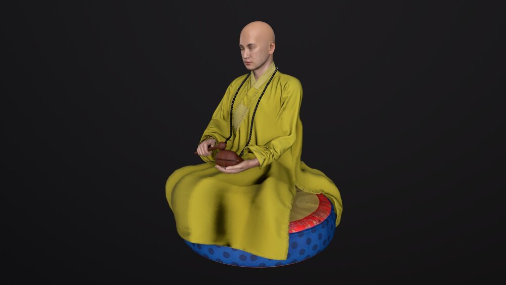 Buddhist Monk with Singing Bowl 3D model - Download Character on ...