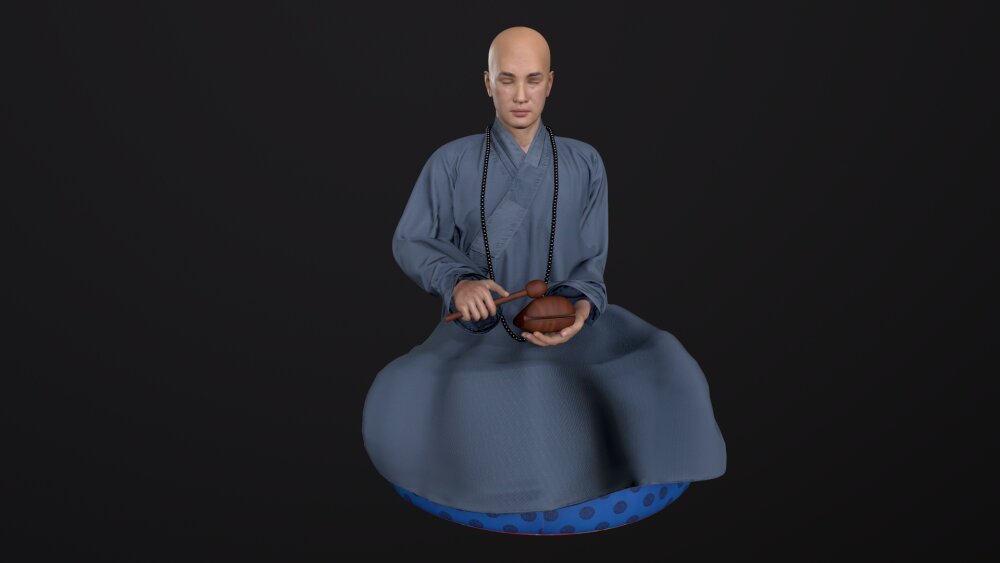 Buddhist Monk with Singing Bowl 3D model - Download Character on ...