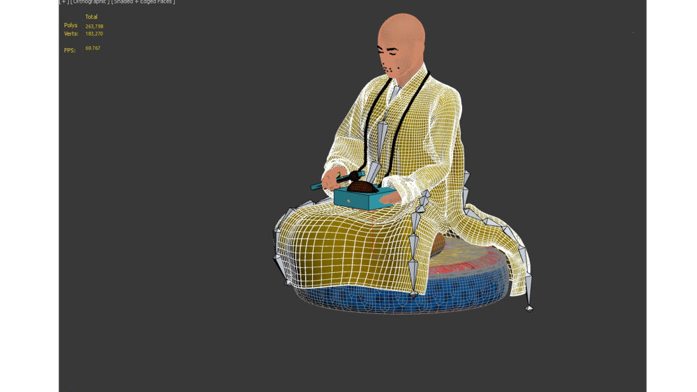 Buddhist Monk with Singing Bowl 3D model - Download Character on ...