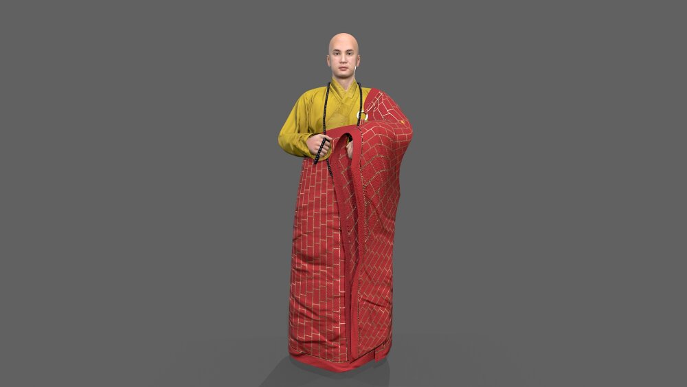 Buddhist Monk in Traditional Red and Yellow Robes 3D model - Download ...