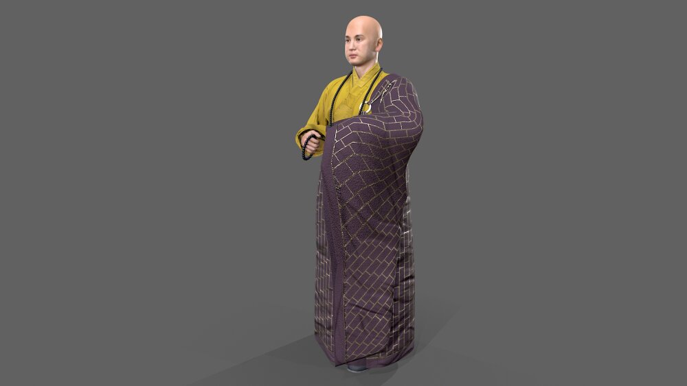 Buddhist Monk in Traditional Red and Yellow Robes 3D model - Download ...