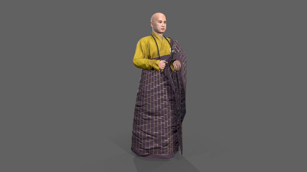Buddhist Monk in Traditional Red and Yellow Robes 3D model - Download ...