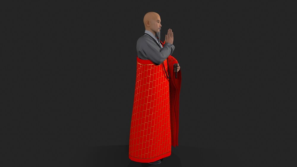 Buddhist Monk in Red Robe with Prayer Beads 3D model - Download ...