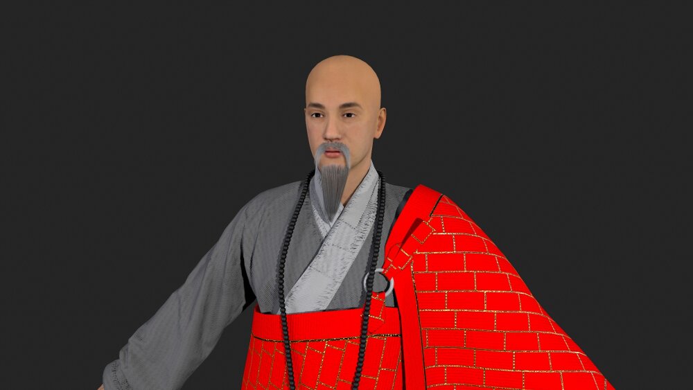 Buddhist Monk in Red Robe with Prayer Beads 3D model - Download ...