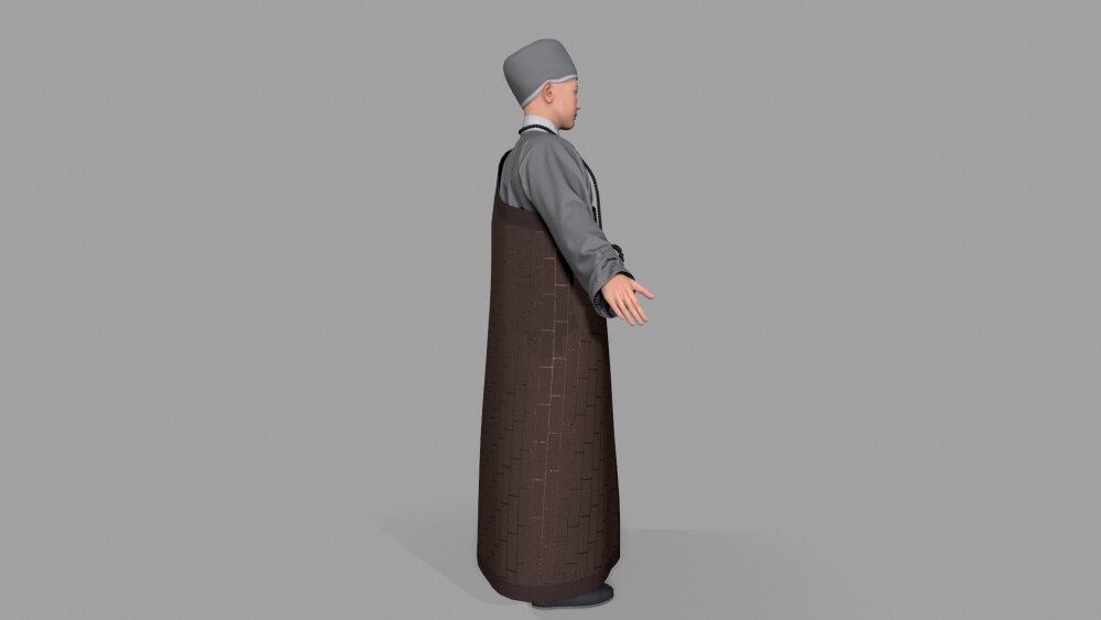 Monk in Traditional Attire 3D model - Download Character on 3DModels.org